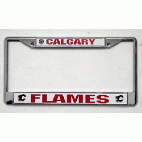 CALGARY FLAMES TEAM LOGO NHL HOCKEY CHROME LICENSE PLATE FRAME MADE IN ...