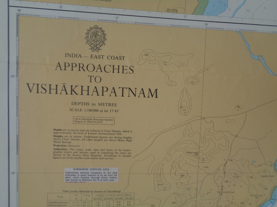 Marine Geographic Map / Approaches to Vishakhapatnam 1981 India | eBay UK