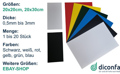 Kunststoffplatte Polystyrol DIN A4 20x20cm 20x30cm DICKE 0,5 bis 3mm ...