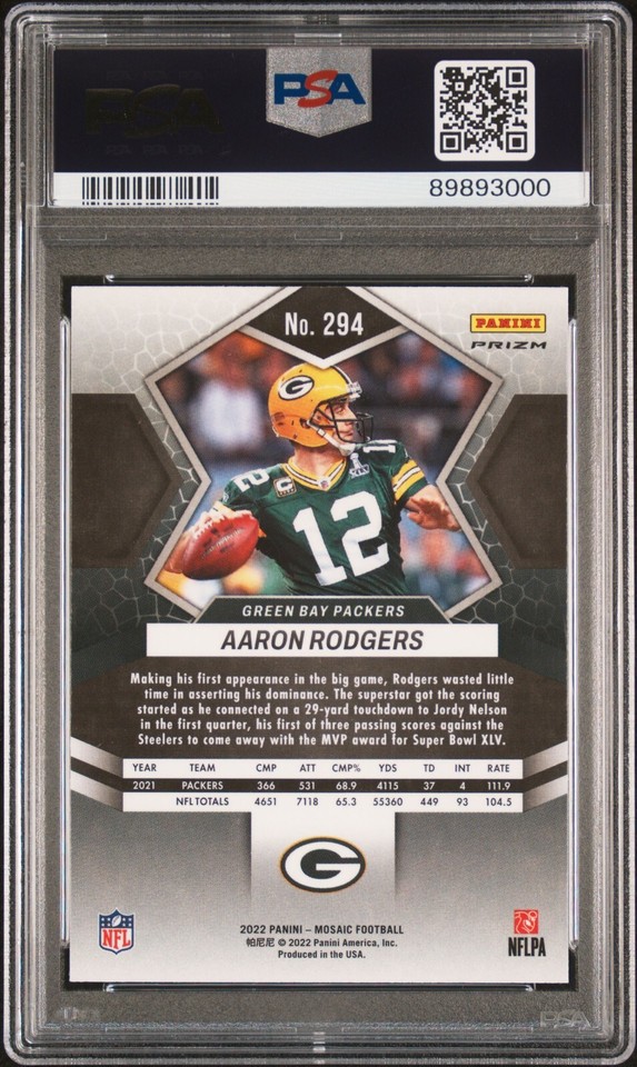 Aaron Rodgers 2022 Panini Mosaic Green Football Card #294 Graded PSA 10 ...