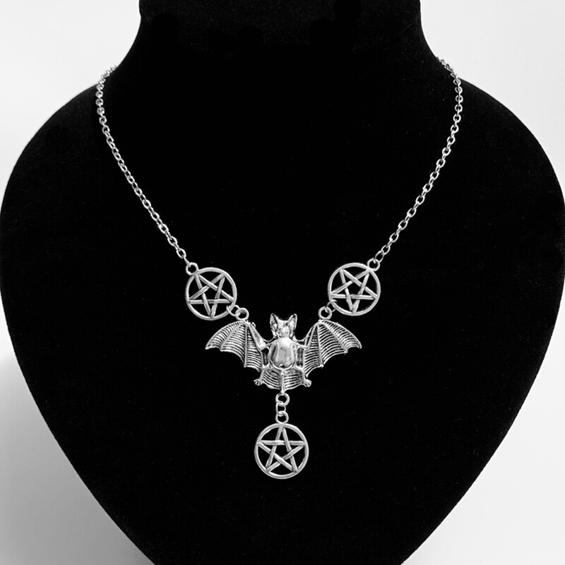 The Vampire Diaries Antique Silver Pentagram, Bat-Wing, Gothic, Pendant ...