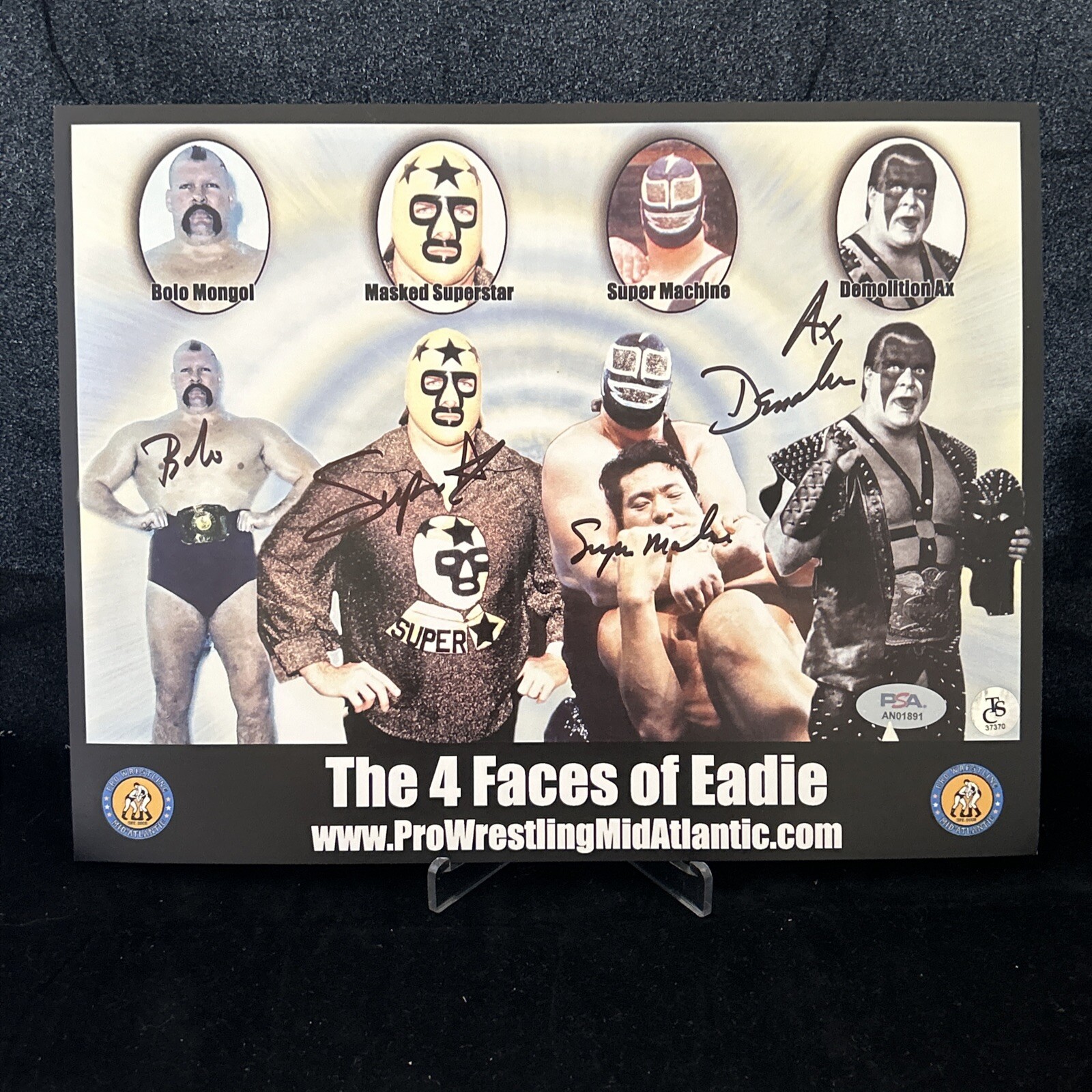 4 Faces Of Bill Eadie Signed 8X10 Photo Bolo, Super Machine, Ax, Masked ...