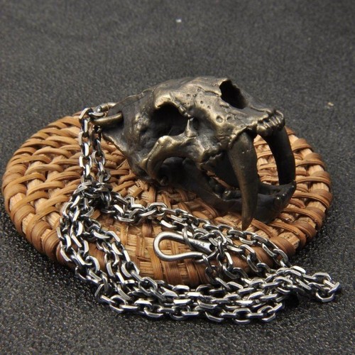 Handmade Saber-toothed Tiger Skull Brass Personalized Pendant Without ...