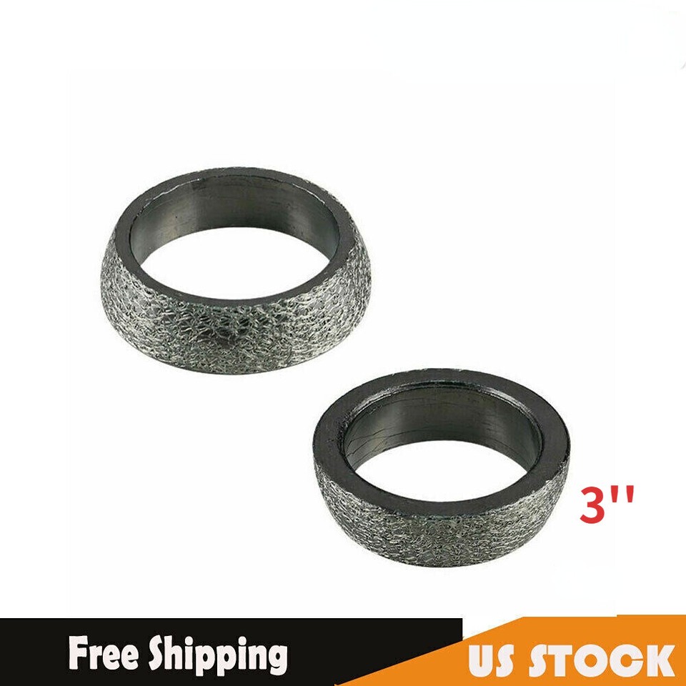 2x 3'' Donut Style Graphite Gasket Muffler Exhaust Pipe Manifold ...