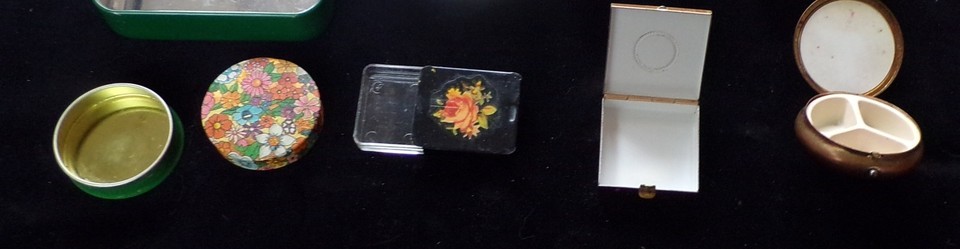 Mixed Lot of 8 Vintage Tin Pill Small Collectible Metal Container Boxes ...