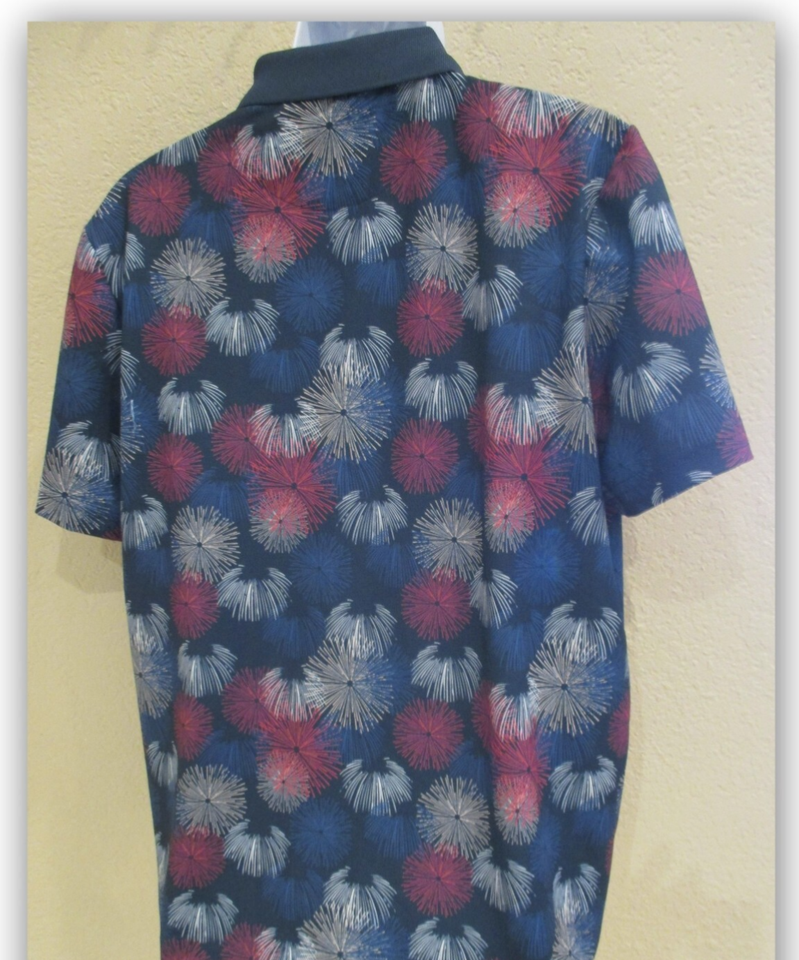 Goodfellow & Co men's short sleeve polo BLUE FIREWORKS Print S L XXL ...