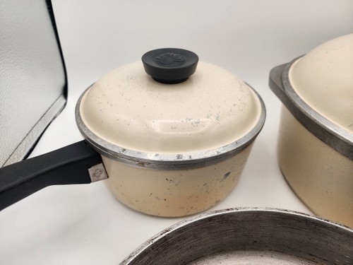 Vintage CLUB Cast Aluminum Cookware Almond Beige 5 Piece Set Pots ...