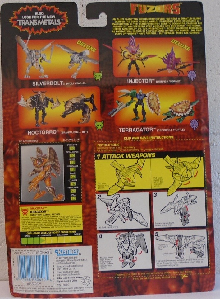 Transformers Beast Wars Airazor Heroic Maximal Transmetal Video Kenner ...