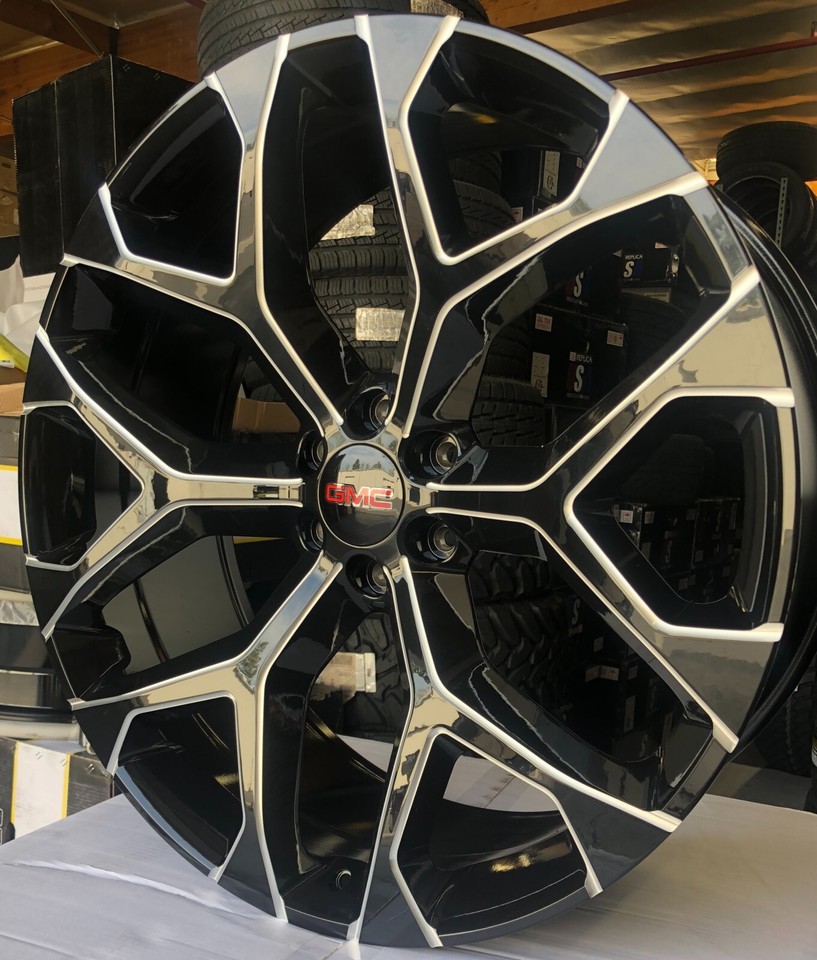 26" inch Snowflake Black Milled 2 Wheels 33" RT Tires | Yukon Sierra ...