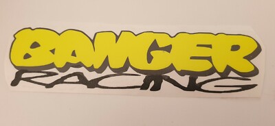 BANGER RACING oval stock car vinyl sticker logo FLOU YELLOW and black ...