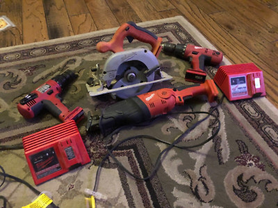 Milwaukee 18V Cordless 4Tools Used very little + 2 Chargers NICAD | eBay