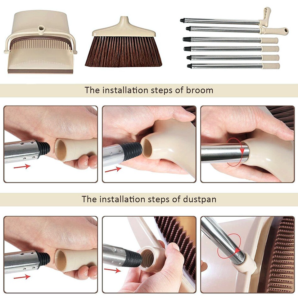Upright Broom Dustpan Combo Sweep Set with 50" Extended Adjustable ...