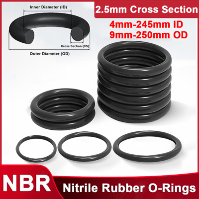 2.5mm Cross Section NBR Nitrile Rubber O Ring 4mm-245mm ID Oil ...