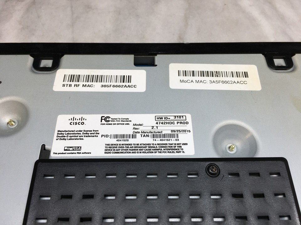 Cisco Technicolor 4742HDC PROD High Def HD TV Cable Box Receiver No ...
