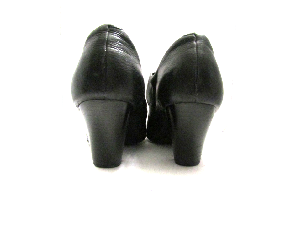 BORN BLACK LEATHER Mary Jane Pumps Mules CHUNKY HEELS CLOGS SZ: 12M /44 ...