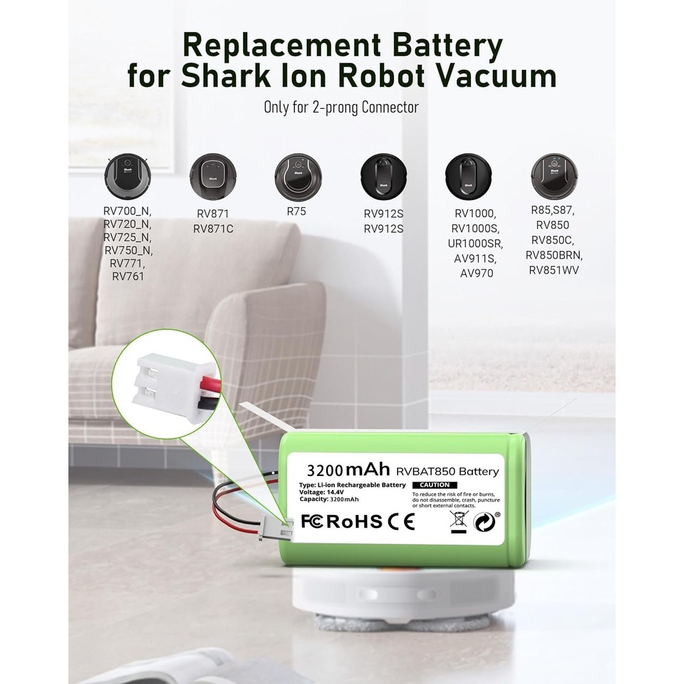 New Battery For Shark Matrix Self-Emptying Robot Vacuum RV2310 RV2310AE ...