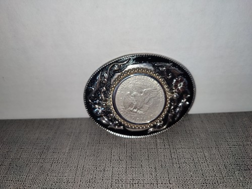 Western Belt Buckle Dollar Coin Black & Silver 3.50" X 2.50"-Good ...