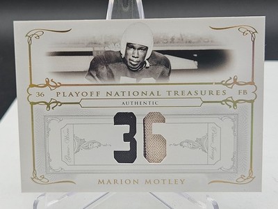 2007 Marion Motley National Treasures #96 Dual Game Used Jersey Patches ...