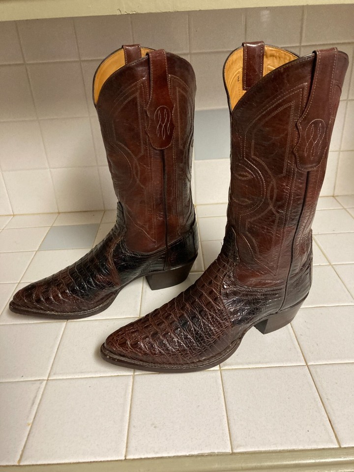 Tony Lama Hornback Lizard USA Leather Cowboy Boots 10.5 D Exotic Style ...