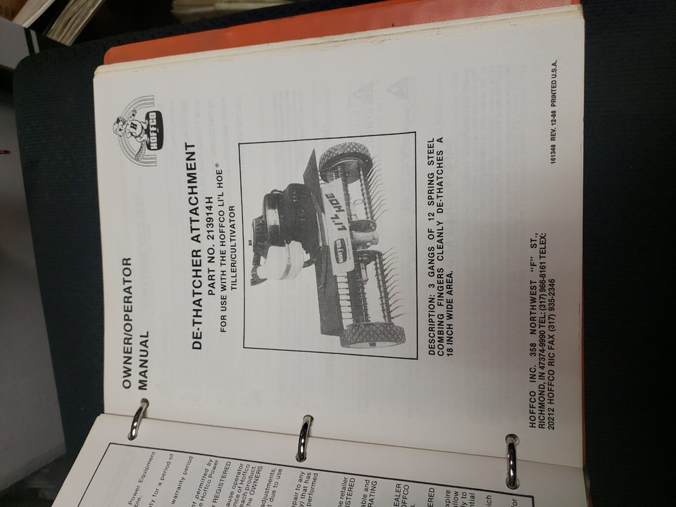 Hoffco dealer service binder manual . Rare! Tons of amazing manuals in ...