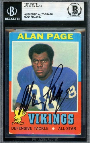 Alan Page Beckett BAS Vintage Signed 1971 Topps Autograph | eBay