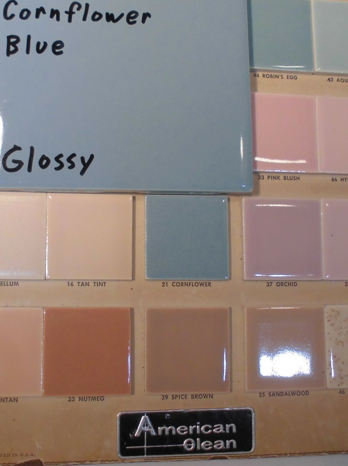 1 pc. VTG *Blue* 4-1/4" Glossy Ceramic Tile by Monarch Co. Match A.O ...