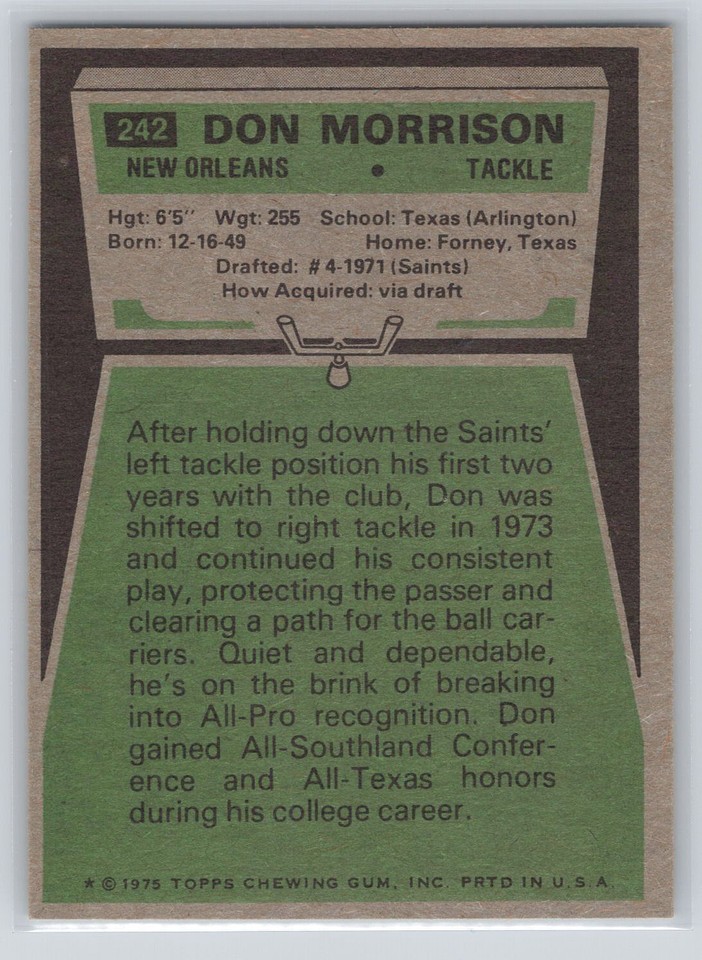 1975 Topps #242 Don Morrison - Saints - ExMt | eBay