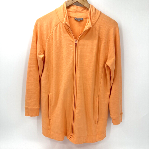 T By Talbots Womens Jacket Orange Full Zip Pockets Long Sleeve UPF 50 ...