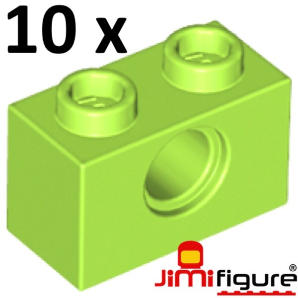 NEW 10 x LEGO Technic Brick 1x2 with Hole Lime Green 3700 Genuine Bulk ...