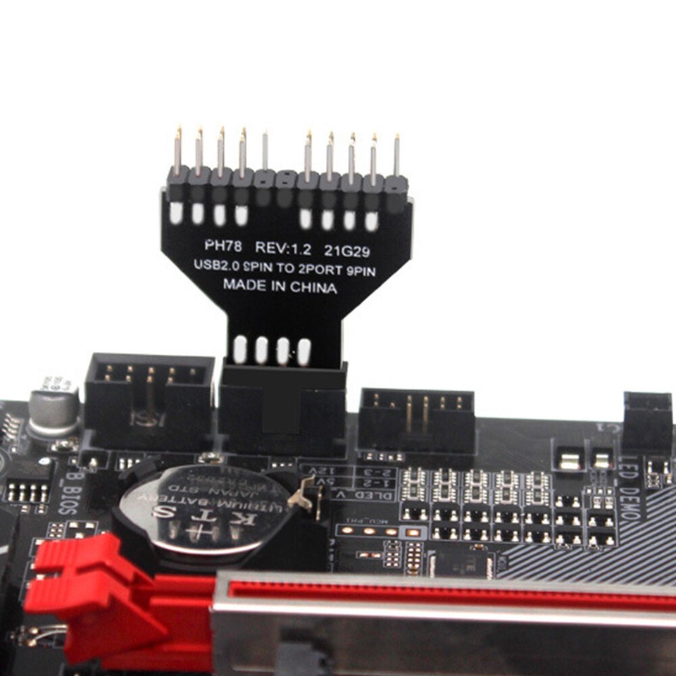 Motherboard USB2.0 9Pin Header Splitters 1 To 2 USB HUB 9-Pin for RGB ...