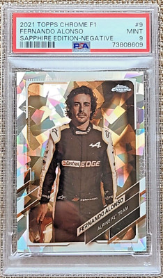 2021 Fernando Alonso Topps Chrome Sapphire Negative /100 Formula 1 F1 ...