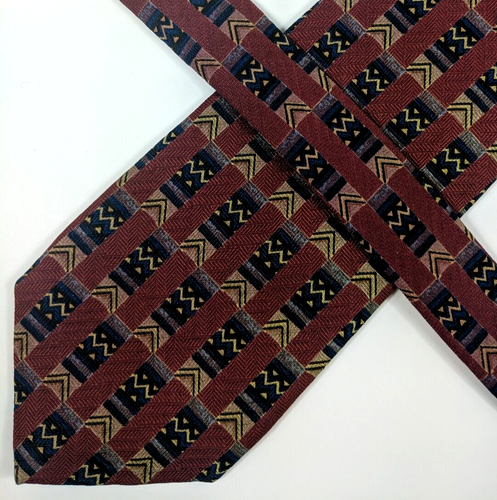 Robert Talbott Premiere Mens Tie, Brown w/ Black & Yellow Geometric Pattern | eBay