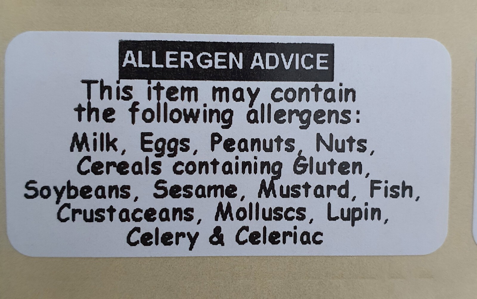 200 Allergen Advice Labels. Allergy warning stickers. Food Allergy ...