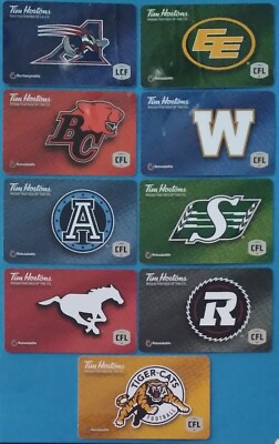 Gift Cards: 2018 Tim Hortons CFL Set of 9 cards ($0/new) | eBay