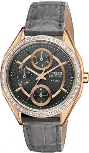 Citizen FD1063-06H Eco-Drive Swarovski Crystal Rose Gold Tone Women's ...