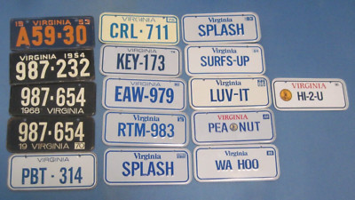 16 different year Virginia cereal box license plates excellent 1953 ...