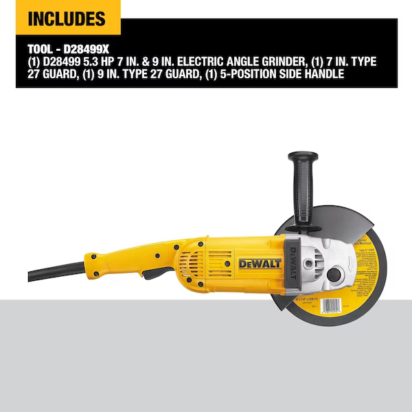 Dewalt D28499X 7" & 9" (180 mm & 230 mm) 6,000 rpm 5.3 HP Angle Grinder ...