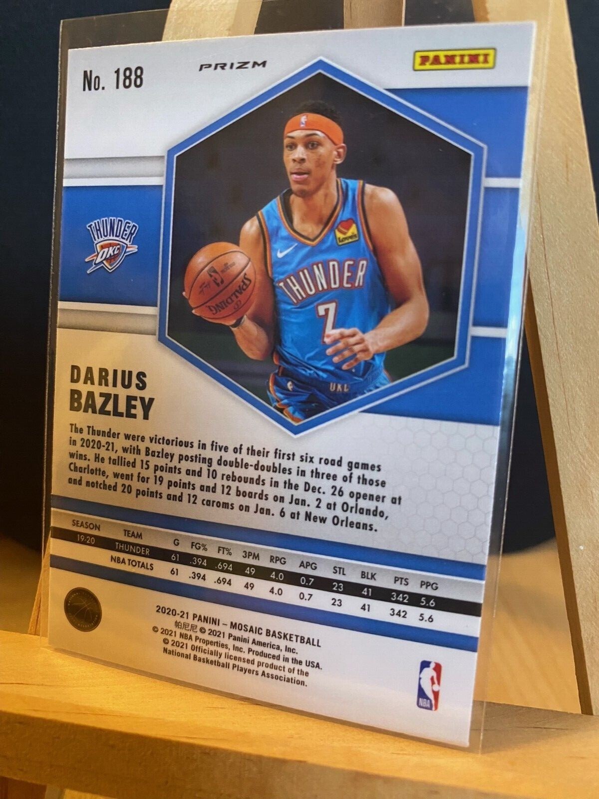 2020 Mosaic Basketball Tmall Exclusive Darius Bazley Gold Wave SSP ...