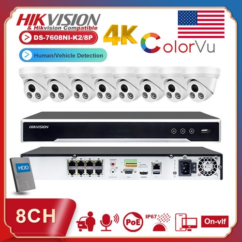 Hikvision 4K 8CH 8MP Colorvu IP Camera CCTV System kit Home Security ...