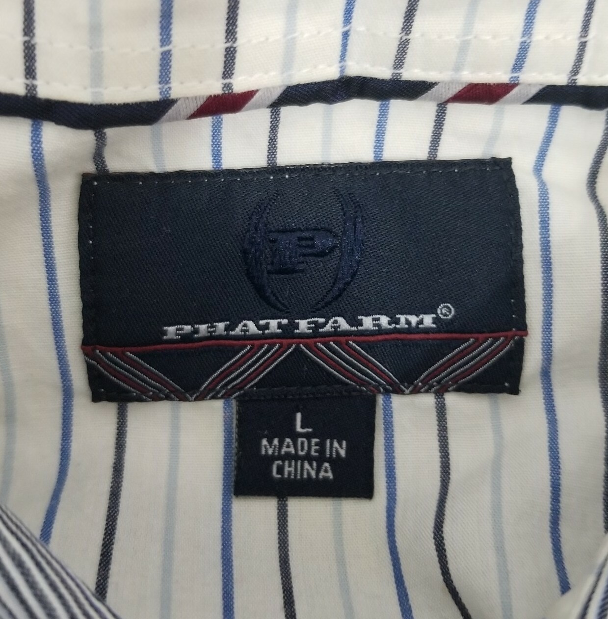 Vintage 90s Phat Farm Mens Long Sleeve Dress Shirt Large Logo Hip Hop ...