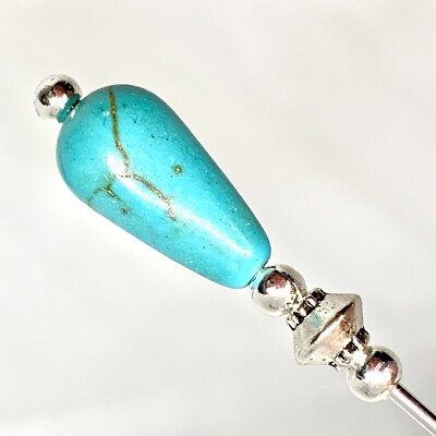 Turquoise Hat Pin Vintage Antique Tibetan Silver Style 5" & Pin ...