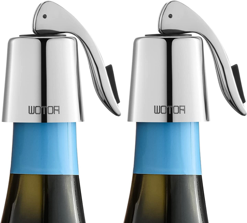 WOTOR Stainless Steel Wine Bottle Stoppers with Silicone - Reusable ...