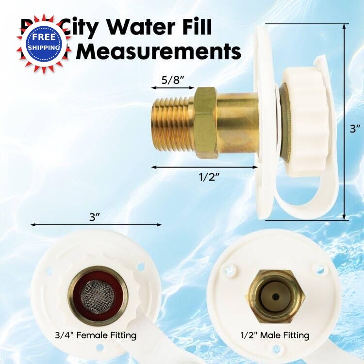 Himaweek RV water inlet connection city water fill inlet flange brass ...