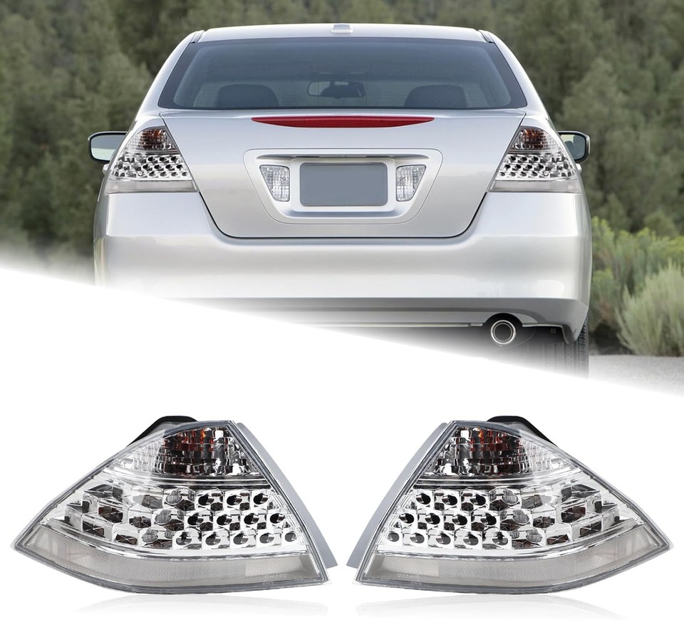 Pair Tail Light For 2006-2007 Honda Accord 4DR Sedan Crystal Rear Brake ...