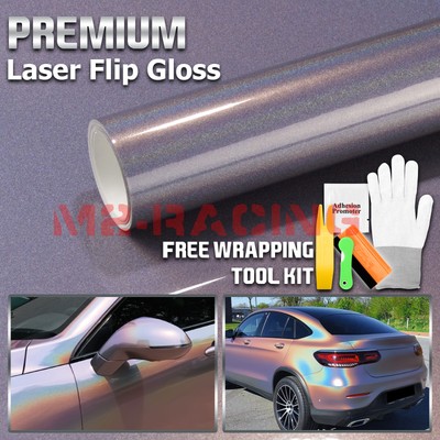 Laser Flip Gloss Gunmetal Gray Metallic Rainbow Holographic Vinyl Wrap ...