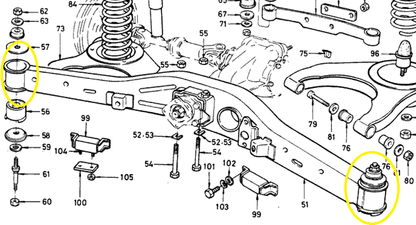 Datsun 510 1968-73 Rear Suspension Frame Cross Member Poly Bushing Set ...