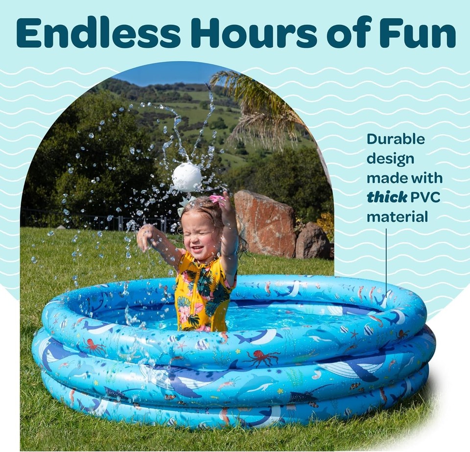 Kiddie Pool for Toddlers Kids Baby Round Inflatable Plastic Baby Blow ...