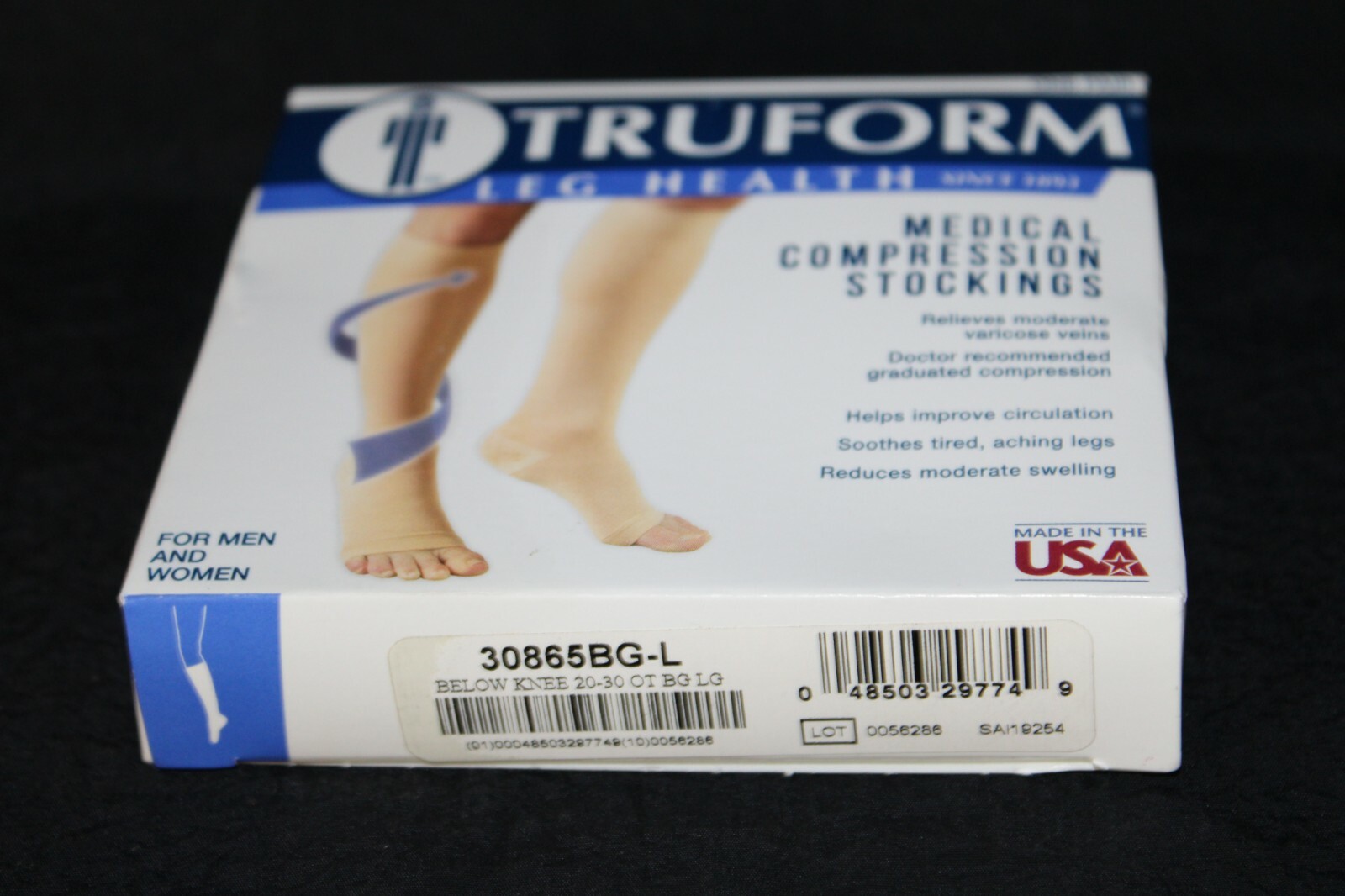 Truform 20-30 Below Knee Compression Stockings Unisex Open Toe Beige ...