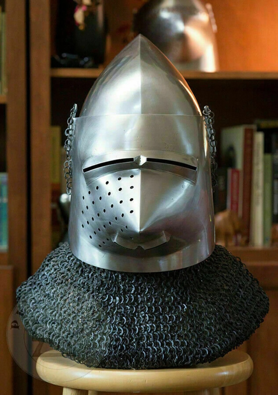 Custom SCA HNB 16 Gauge Steel Medieval Churburg Bascinet Helmet w ...