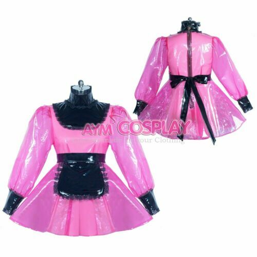 Sissy maid PVC dress hot pink lockable Uniform cosplay Tailor-made | eBay